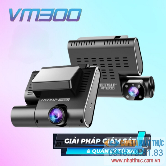 Bộ camera hành trình VietMap VM300 - Quay trước và trong xe